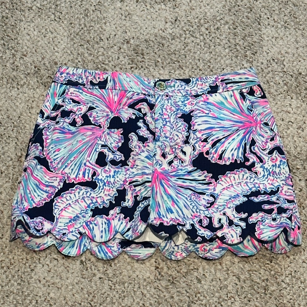 Lilly Pulitzer Navy Pattern Skort With Scalloped Hem … - Gem